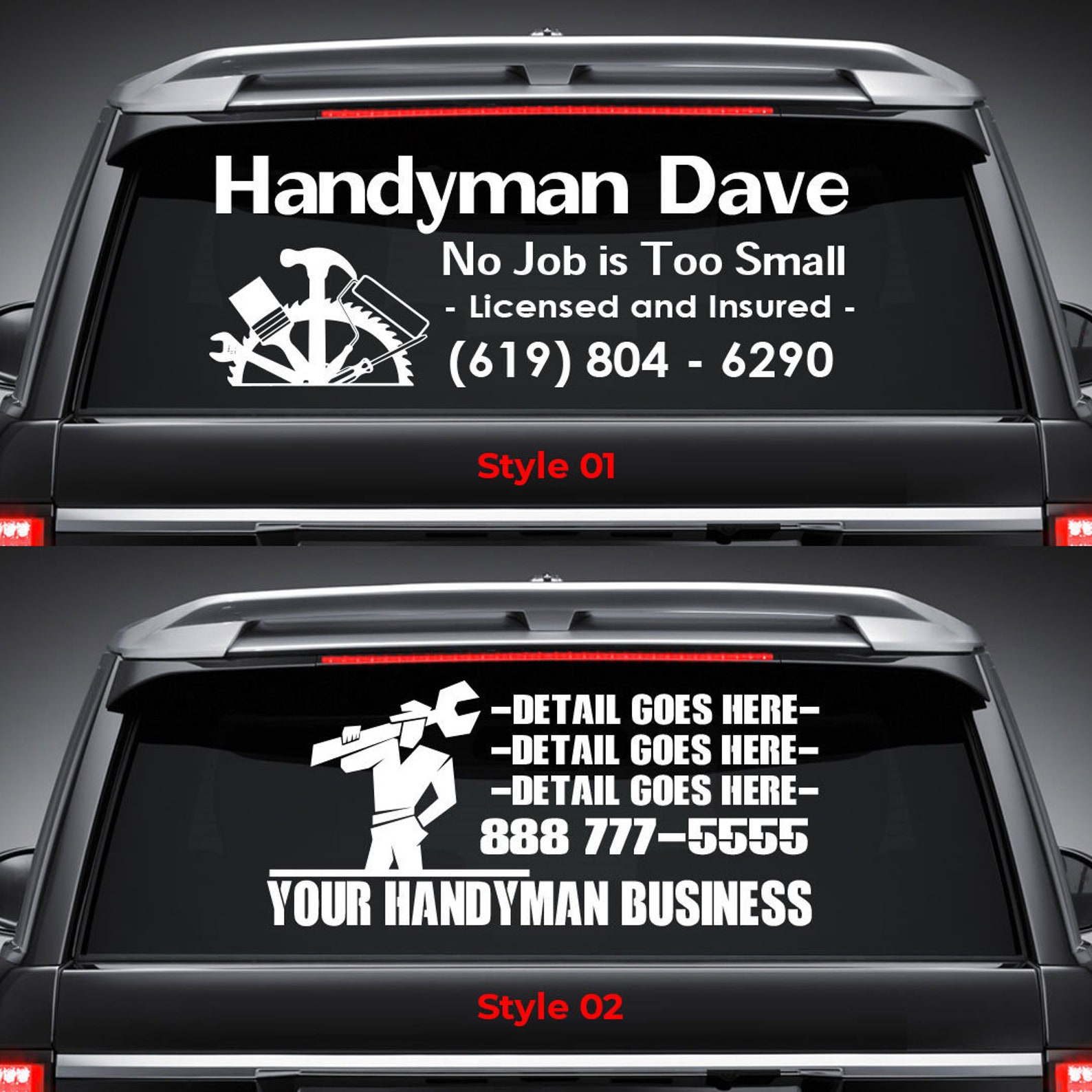 Custom Car Van Truck Rear Glass Decal Sign Sticker Oracal 651 Vinyl ...