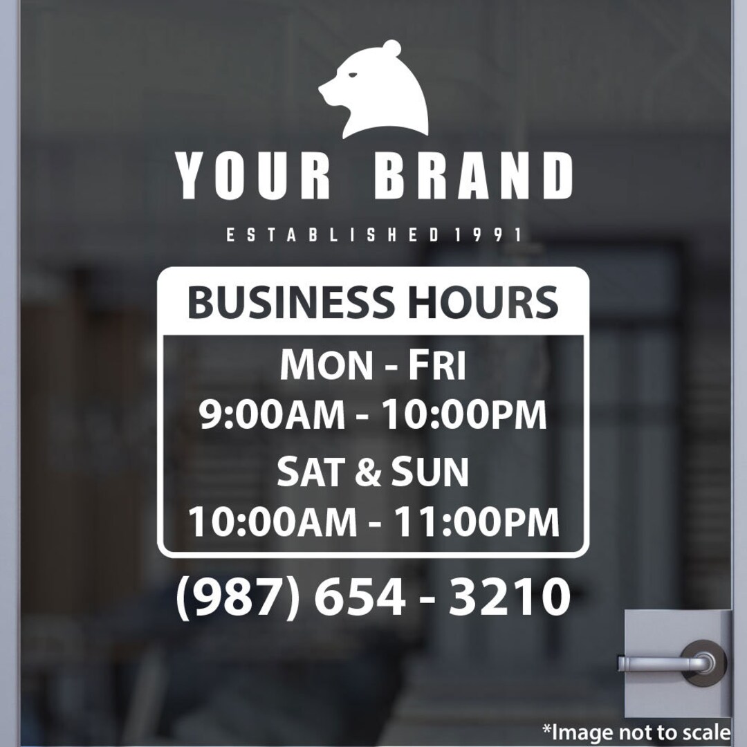 Custom Open Hour With Your Company Logo Decal Business Sticker Office ...