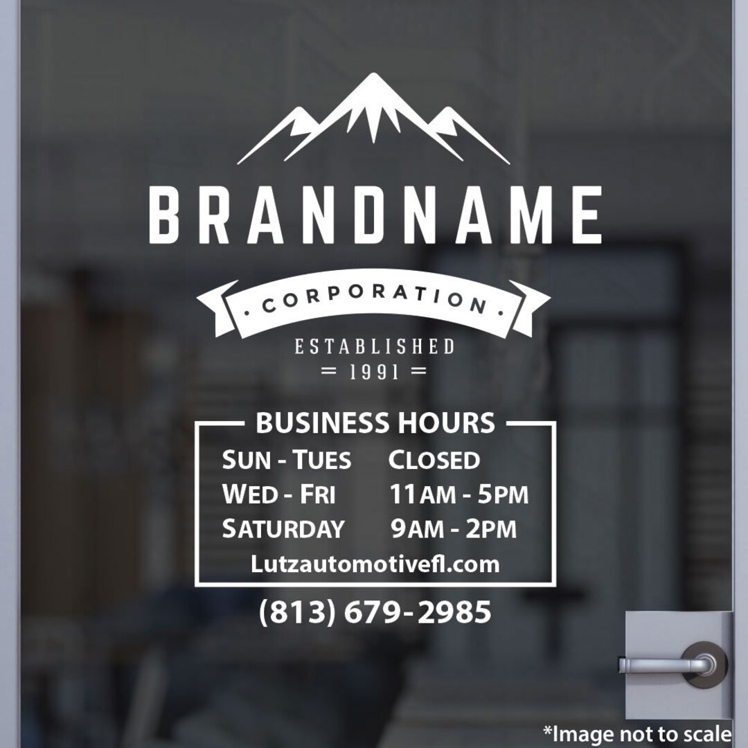 Custom Open Hour With Your Company Logo Decal Business Sticker Office ...