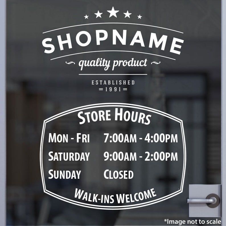 Custom Open Hour With Your Company Logo Decal Business Sticker Office ...