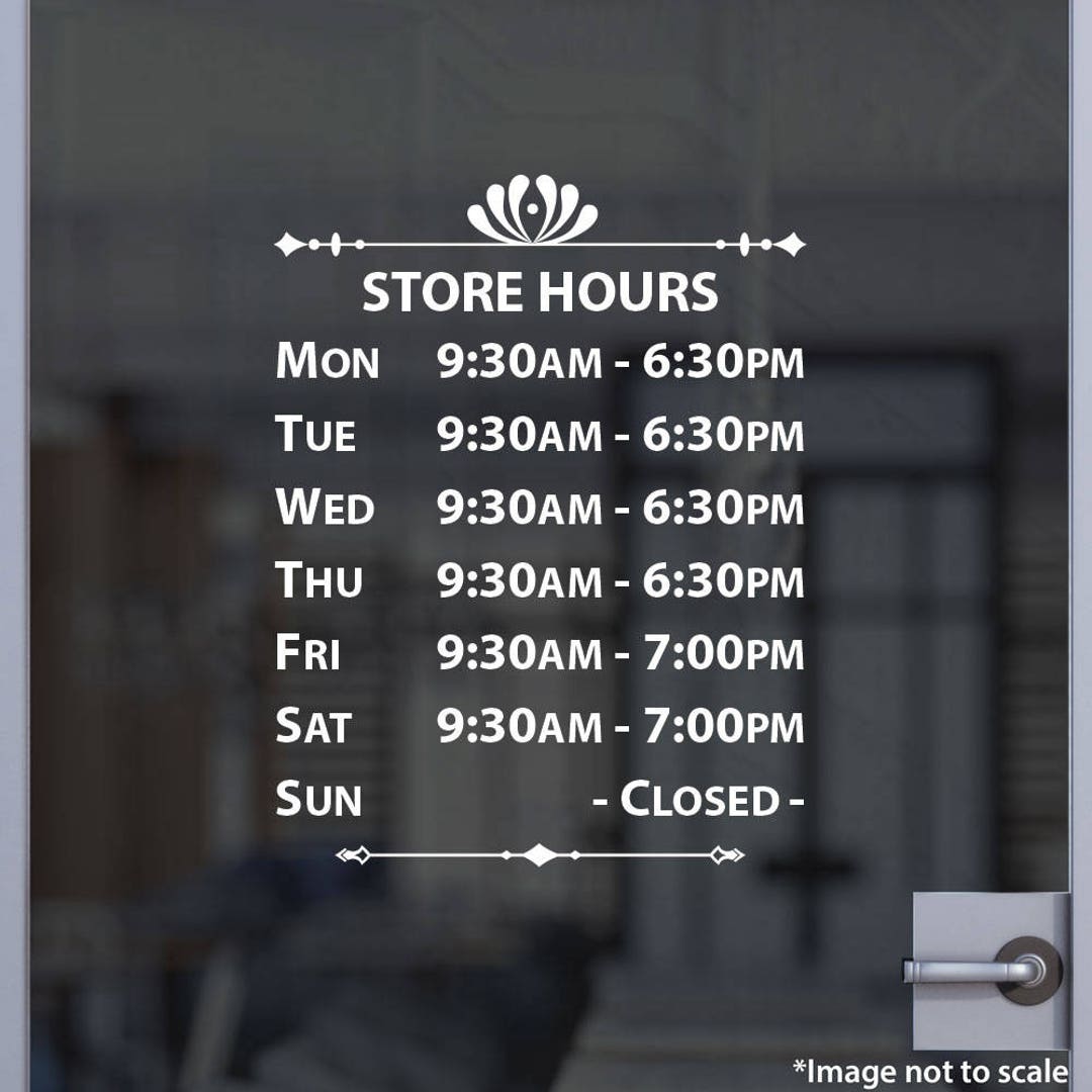 Custom Business Open Hour Sign Ver.9 Oracal 651 Vinyl Decal - Etsy