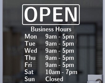 Custom Business Open Hour Sign Ver.22 Oracal 651 Vinyl Decal - Etsy
