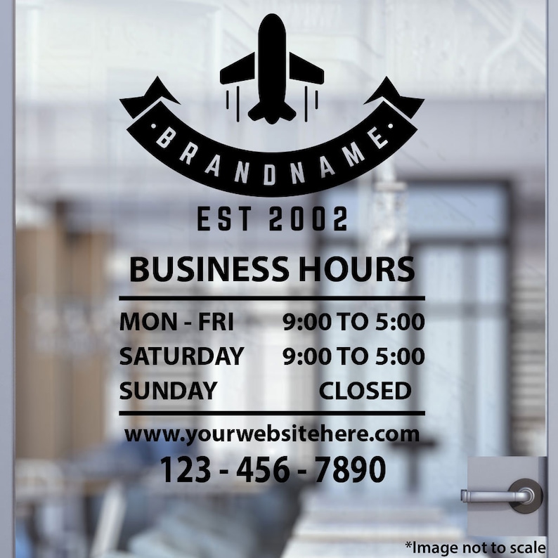 Custom Open Hour With Your Company Logo Decal Business Sticker - Etsy