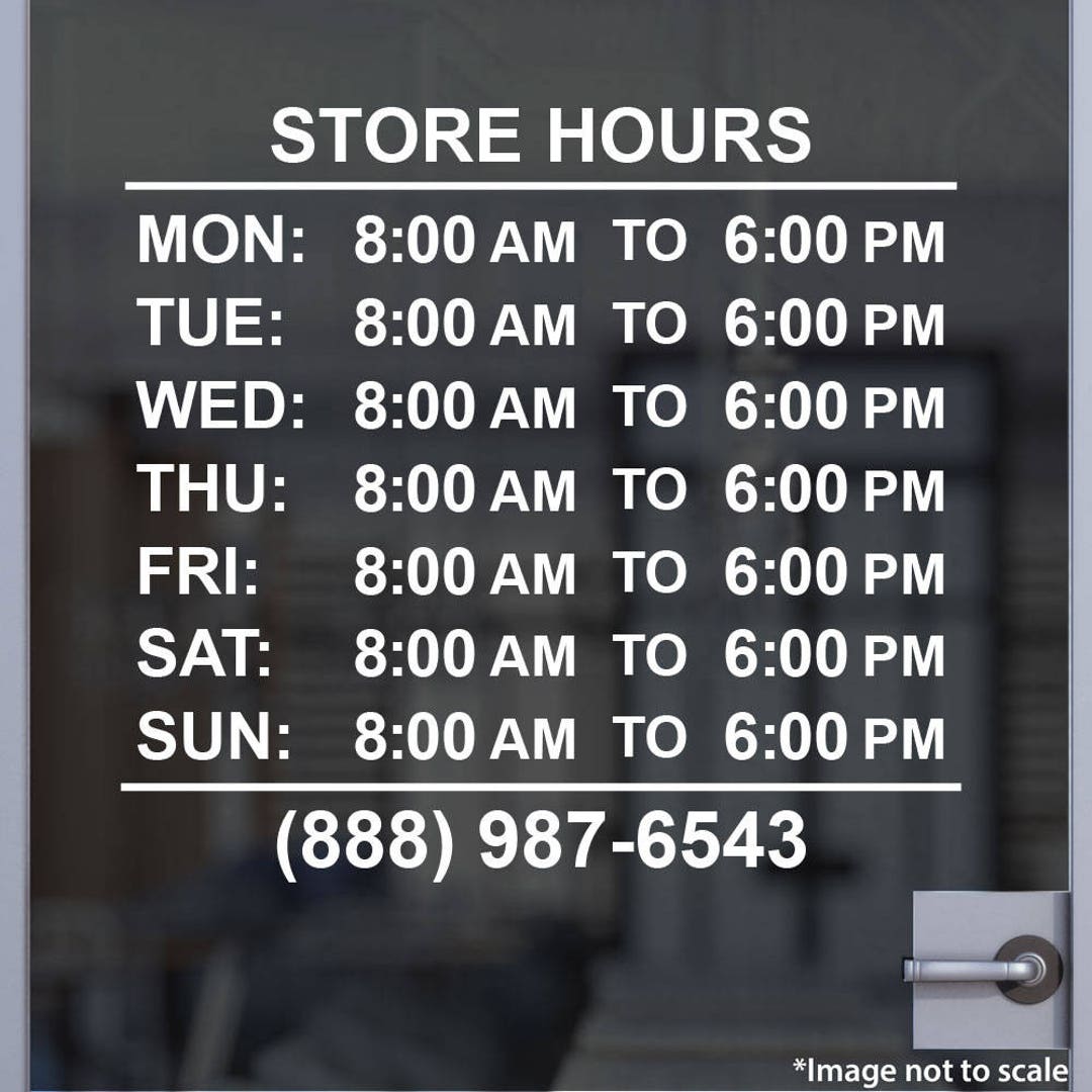 Custom Business Open Hour Sign Ver.15 Oracal 651 Vinyl Decal for Office ...