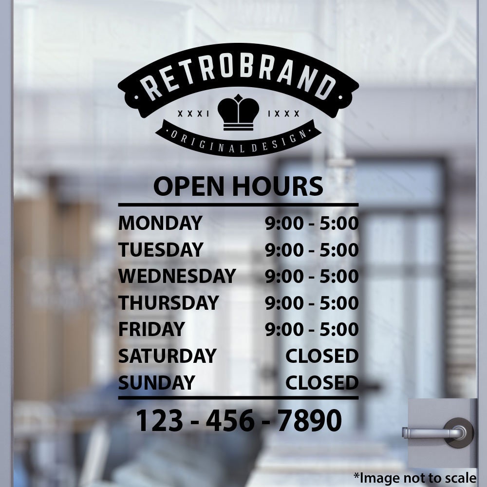 Custom Open Hour With Your Company Logo Decal Business Sticker - Etsy