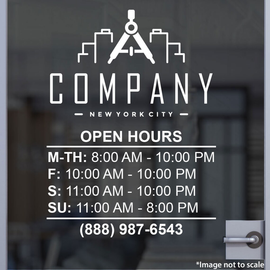 Custom Open Hour With Your Company Logo Decal Business Sticker Office ...