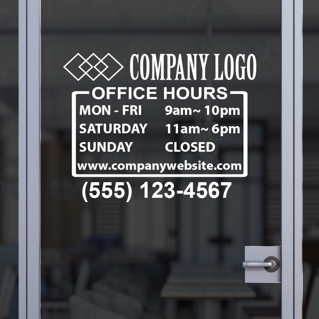 Custom Business Open Hour Sign With Logo Ver.19 Oracal 651 Vinyl Decal ...
