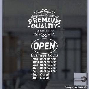 Custom Open Hour With Your Company Logo Decal Business Sticker Office ...