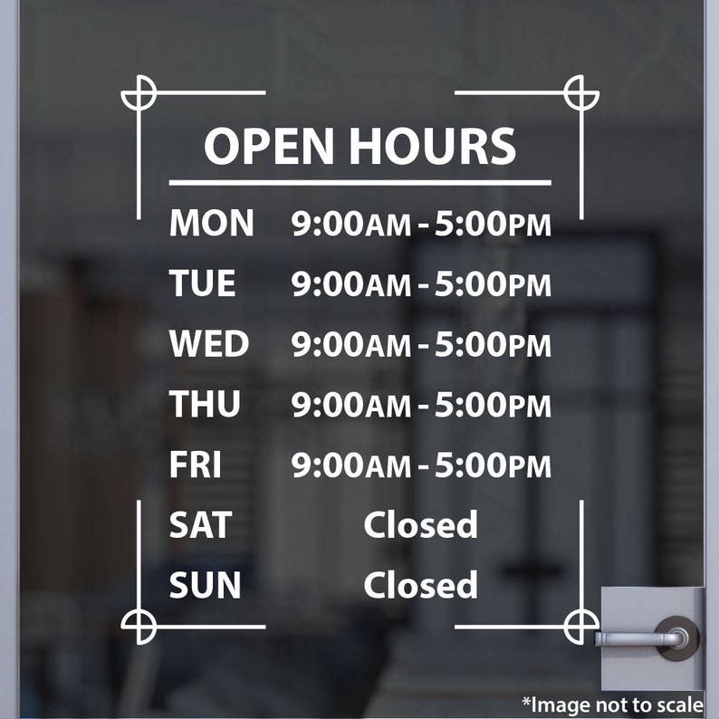Custom Business Open Hour Sign Ver.22 Oracal 651 Vinyl Decal | Etsy