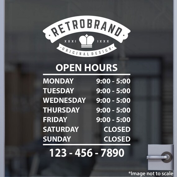 Custom Open Hour With Your Company Logo Decal Business Sticker - Etsy