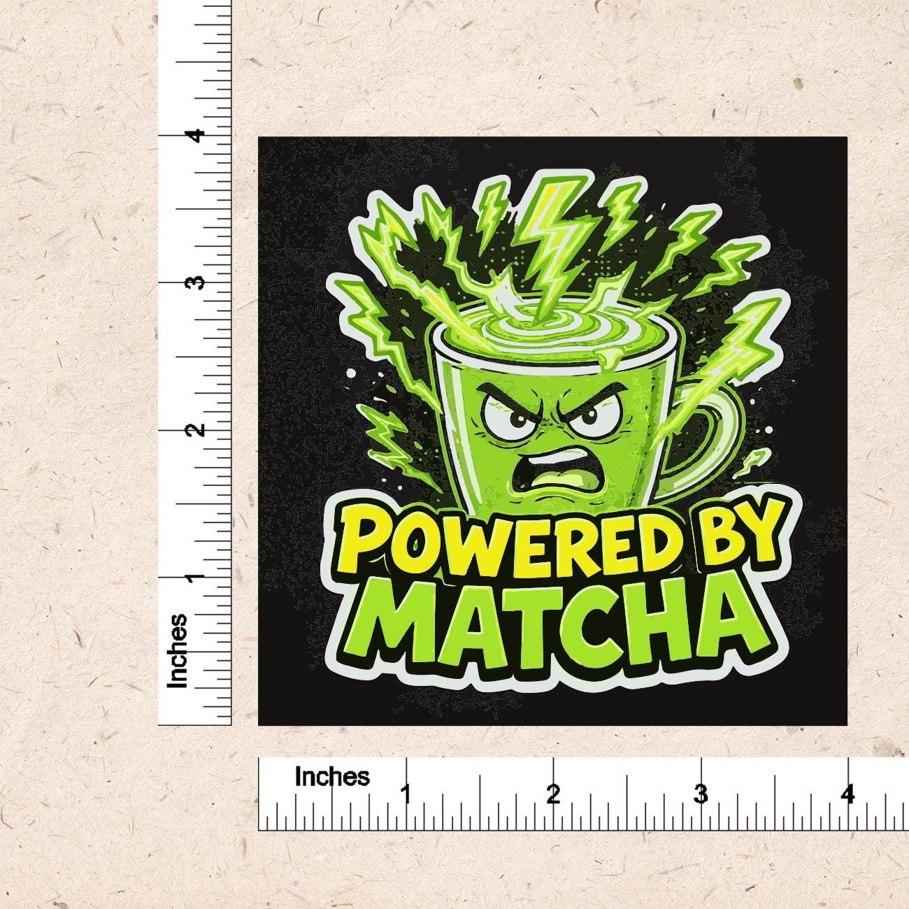 Powered by Matcha Funny Cartoon Vinyl Sticker | Waterproof, Durable ...