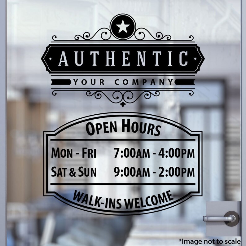 Custom Open Hour With Your Company Logo Decal Business Sticker - Etsy