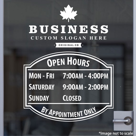 Custom Open Hour With Your Company Logo Decal Business Sticker - Etsy