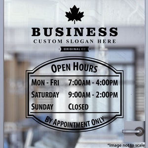 Custom Open Hour With Your Company Logo Decal Business Sticker Office ...