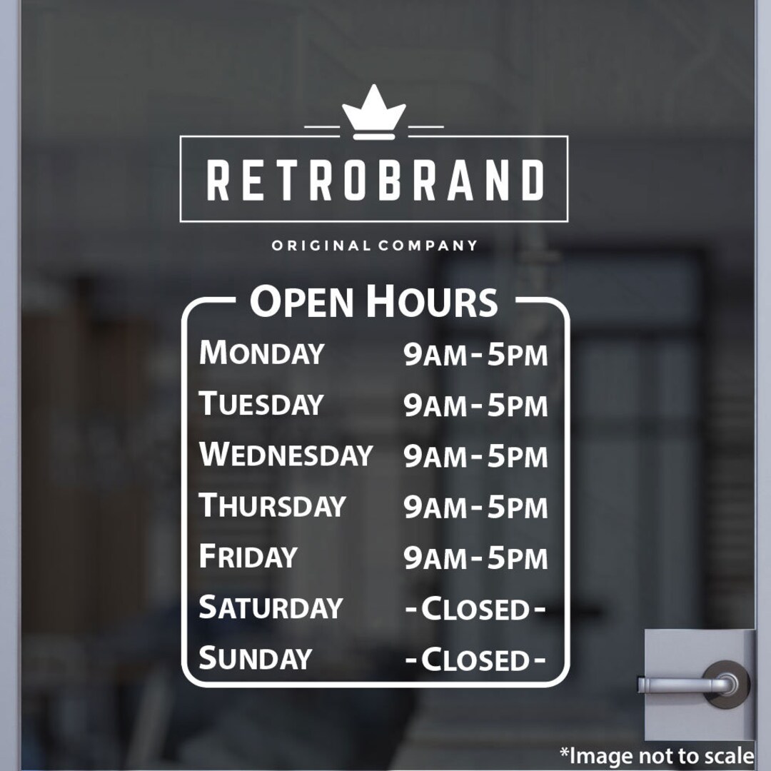 Custom Open Hour With Your Company Logo Decal Business Sticker Office ...
