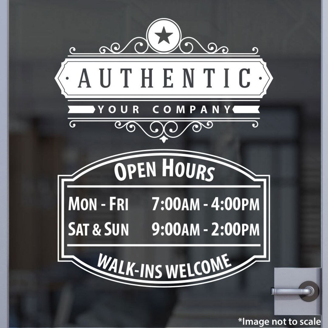Custom Open Hour With Your Company Logo Decal Business Sticker Office ...