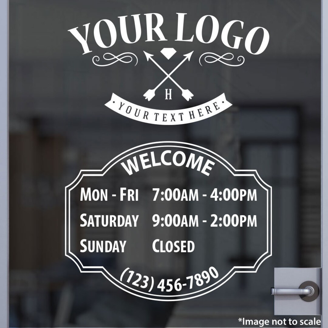 Custom Open Hour With Your Company Logo Decal Business Sticker Office ...