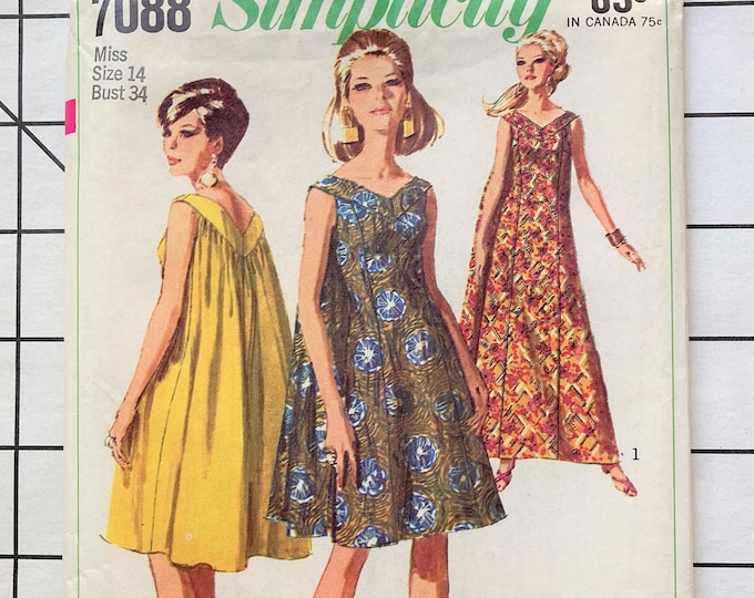 Simplicity 7088 Sewing Pattern Dress Caftan Muumuu Muu Maxi Sleeveless ... Simplicity 7088 Sewing Pattern Dress Caftan Muumuu Muu Maxi Sleeveless ...