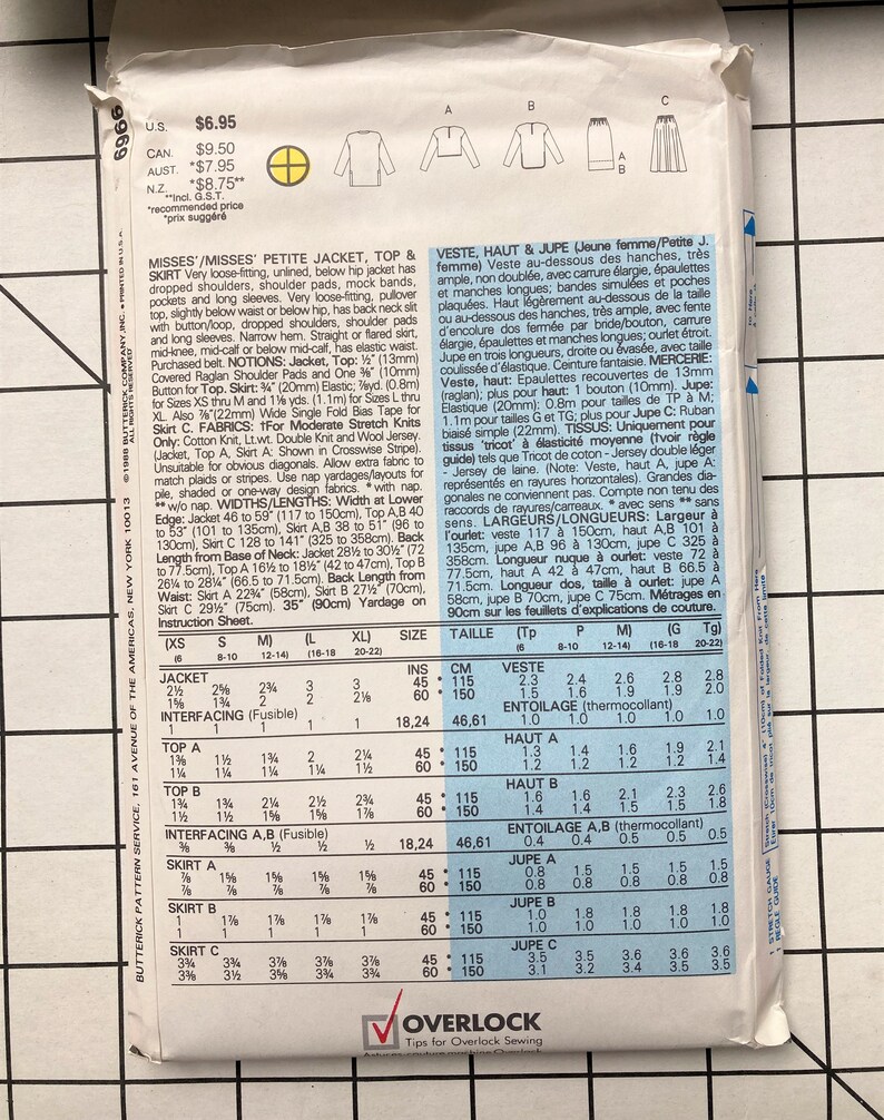 Butterick 6966 Sewing Pattern Separates Jacket Coat Skirt Pullover ...