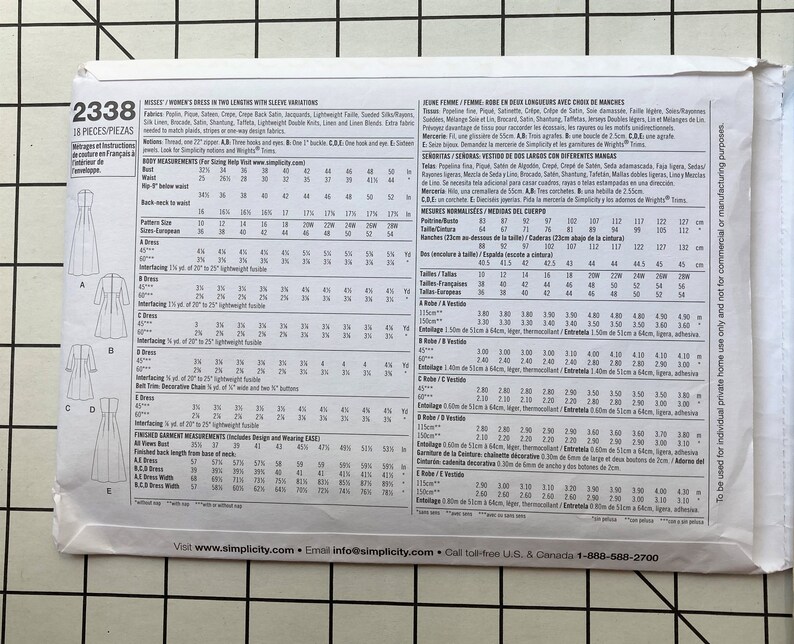 Simplicity 2338 Sewing Pattern Dress Prom Wedding Party Formal Evening ...