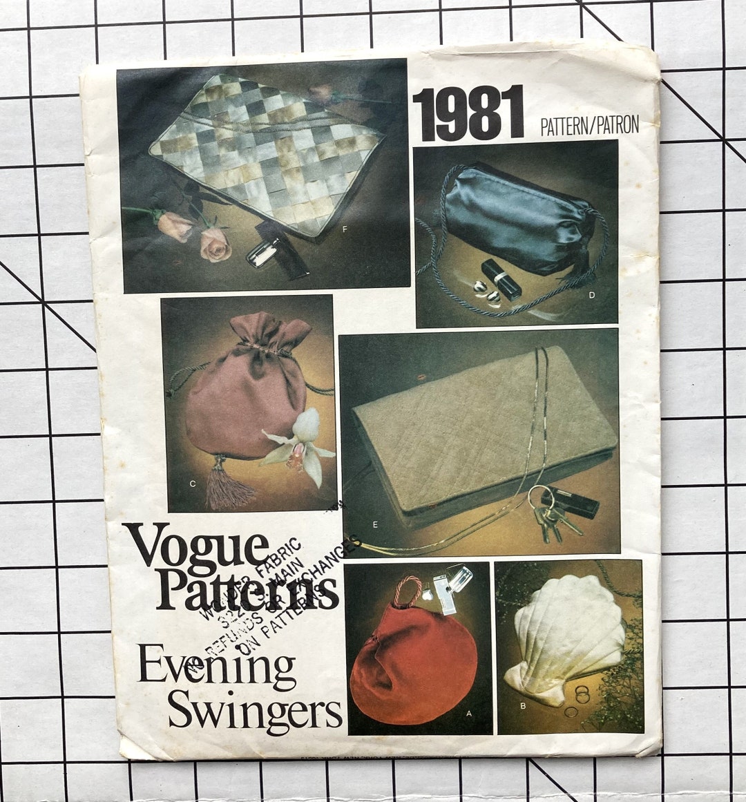 Vogue 1981 Sewing Pattern Evening Purse Handbag Clutch Hand Bag Lined ...