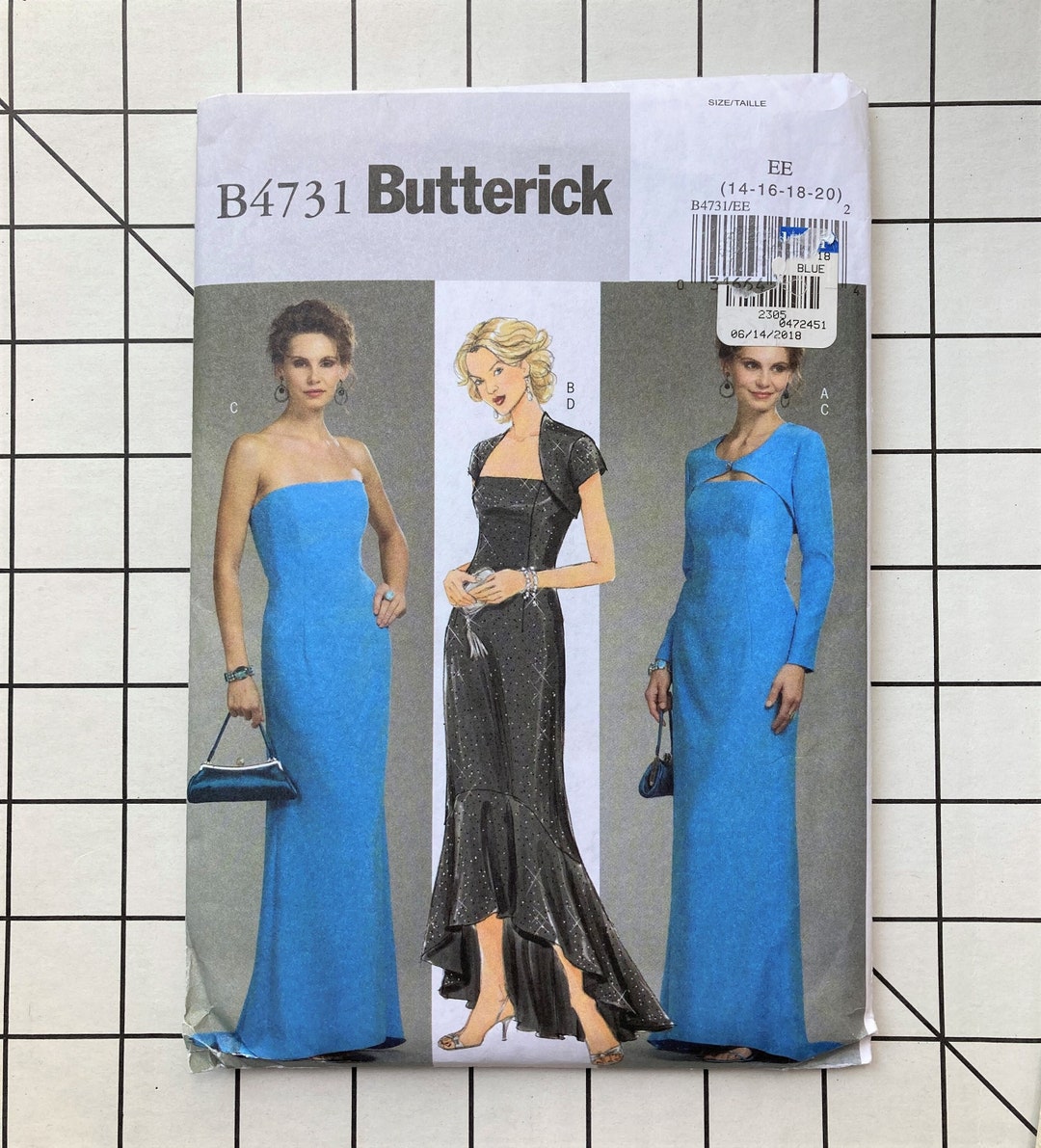 Butterick 4731 Sewing Pattern Strapless Dress Gown Wedding Formal ...