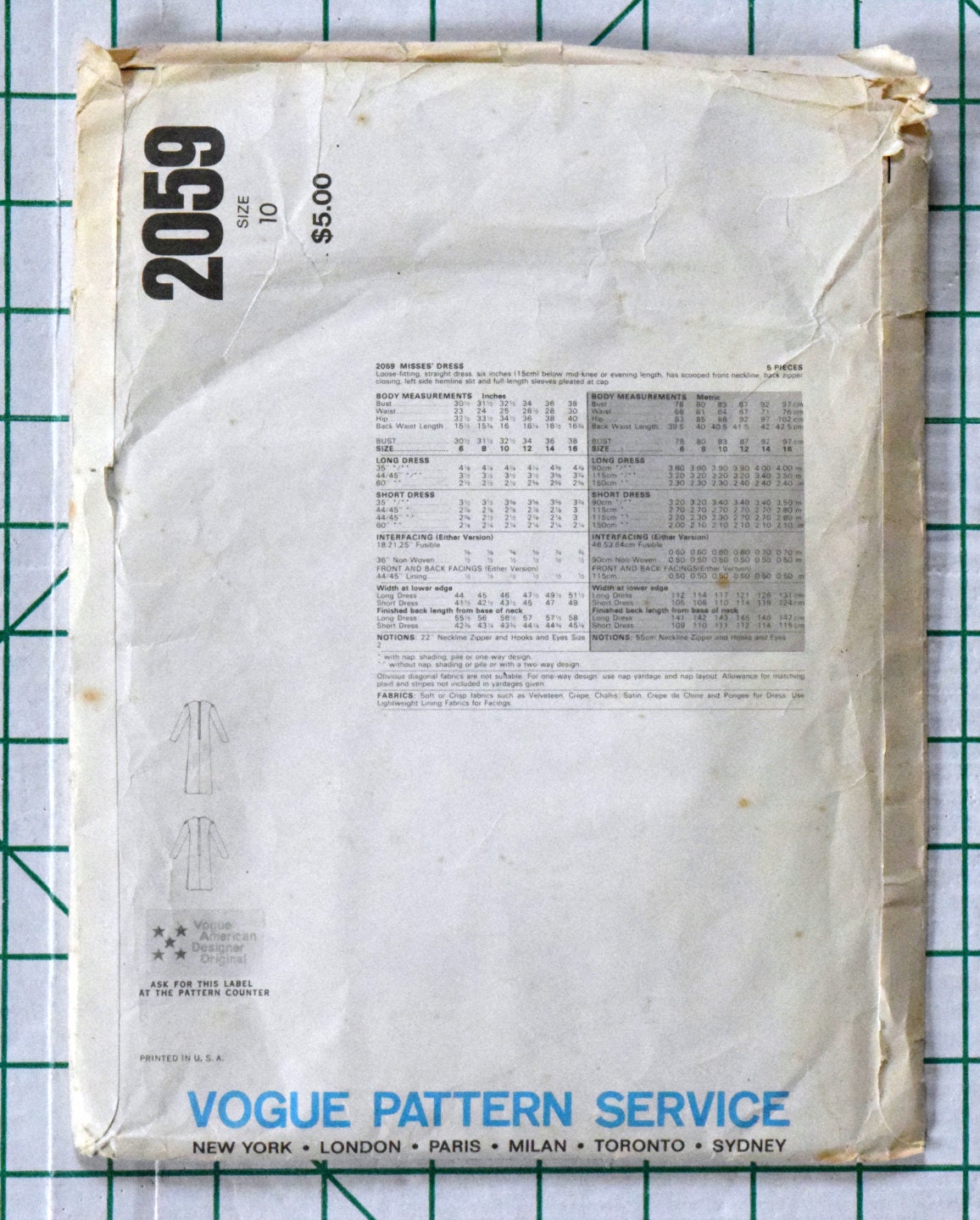 Vogue 2059 Sewing Pattern American Designer Original Stan Herman Dress ...