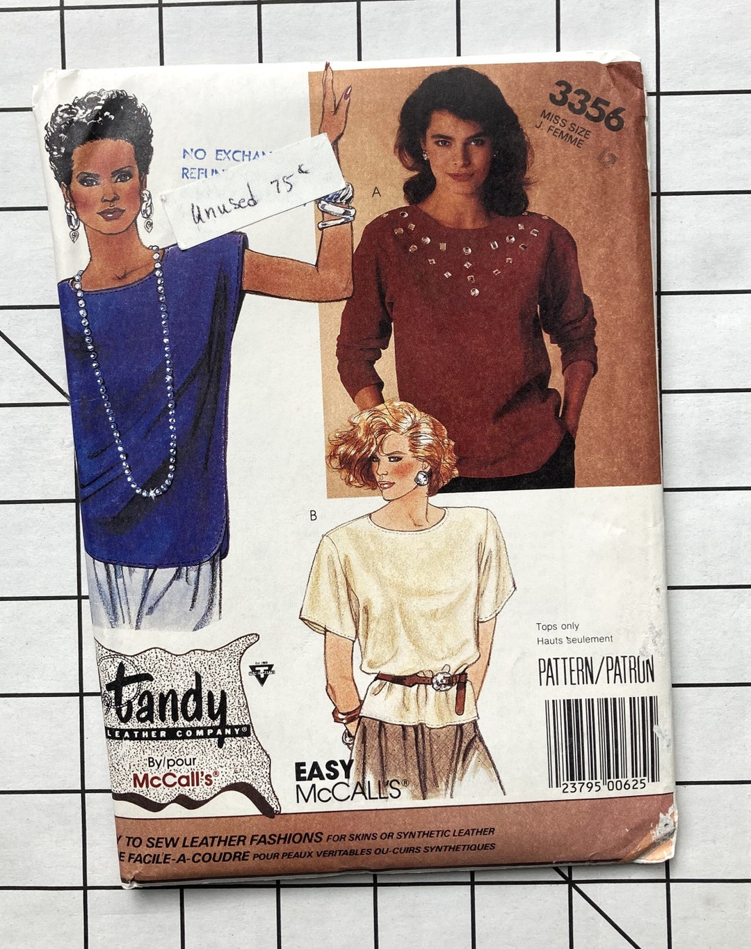 Mccalls 3356 Sewing Pattern Leather Suede Synthetic Pleather Blouse ...