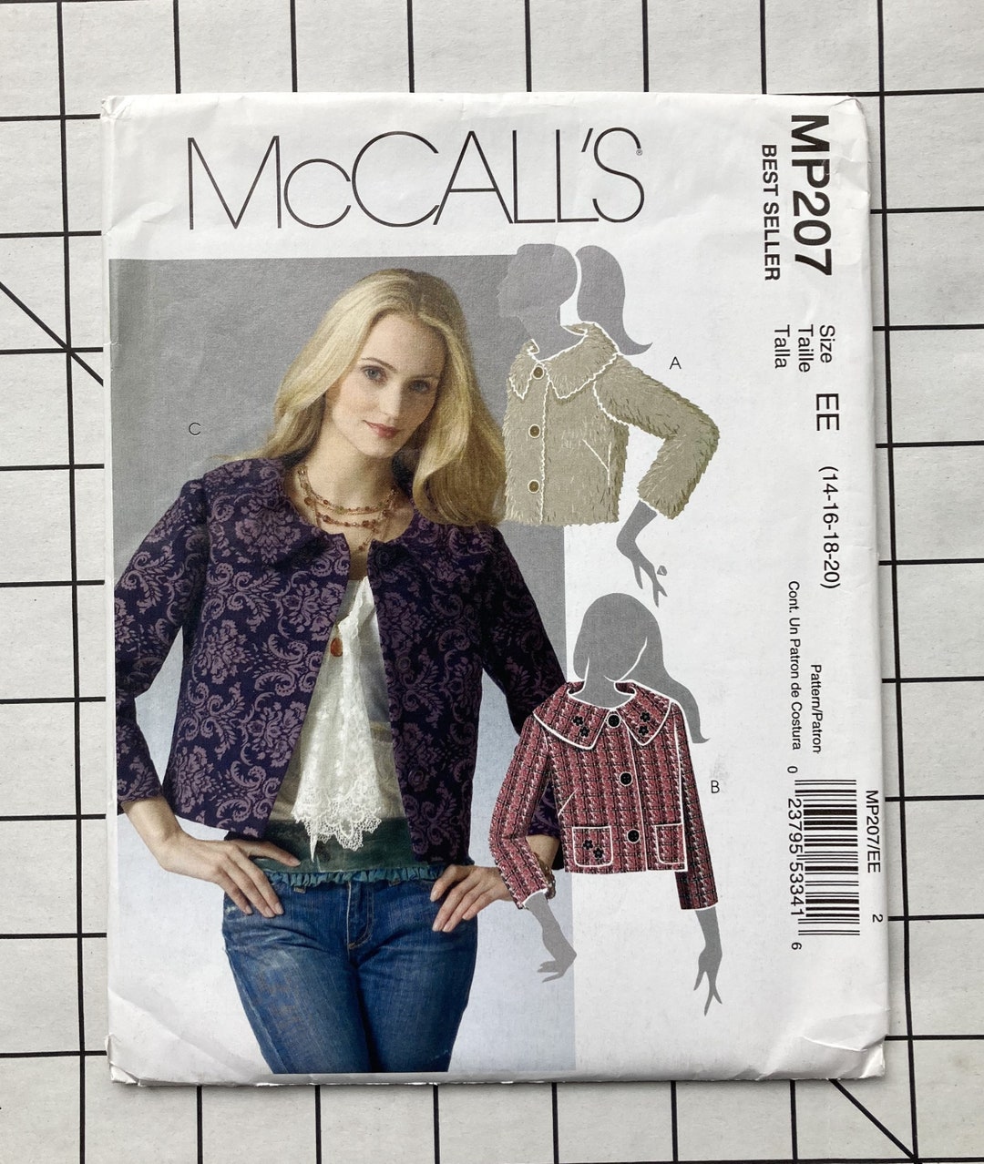 Mccalls MP207 207 Sewing Pattern Jacket Blazer Coat Collar Lined ...