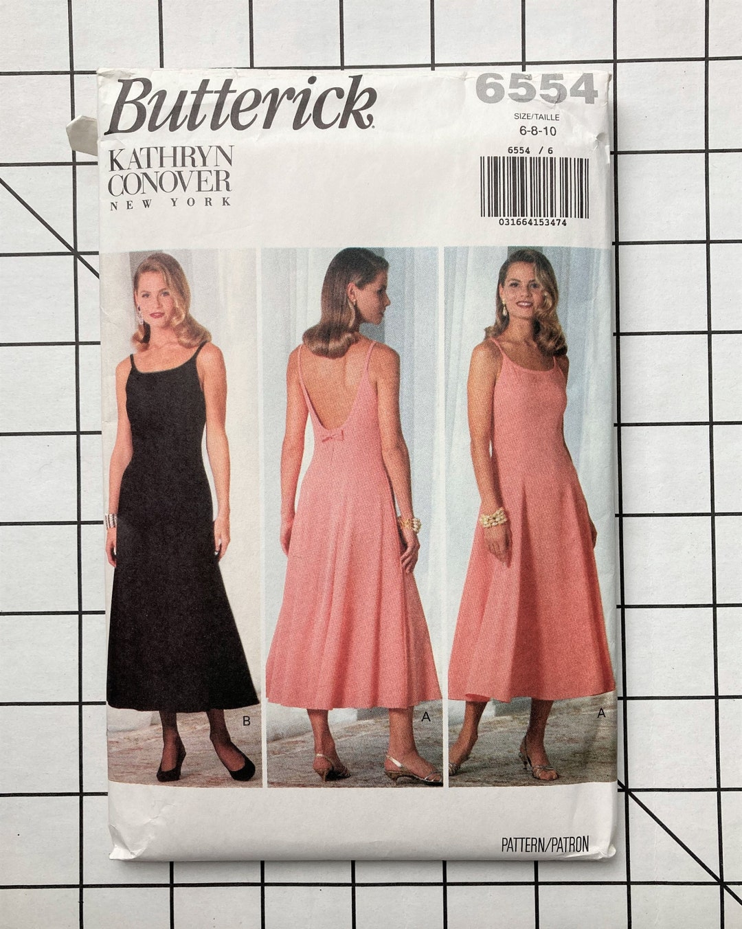 Butterick 6554 Sewing Pattern Dress Flared Lined Bare Back Spaghetti ...