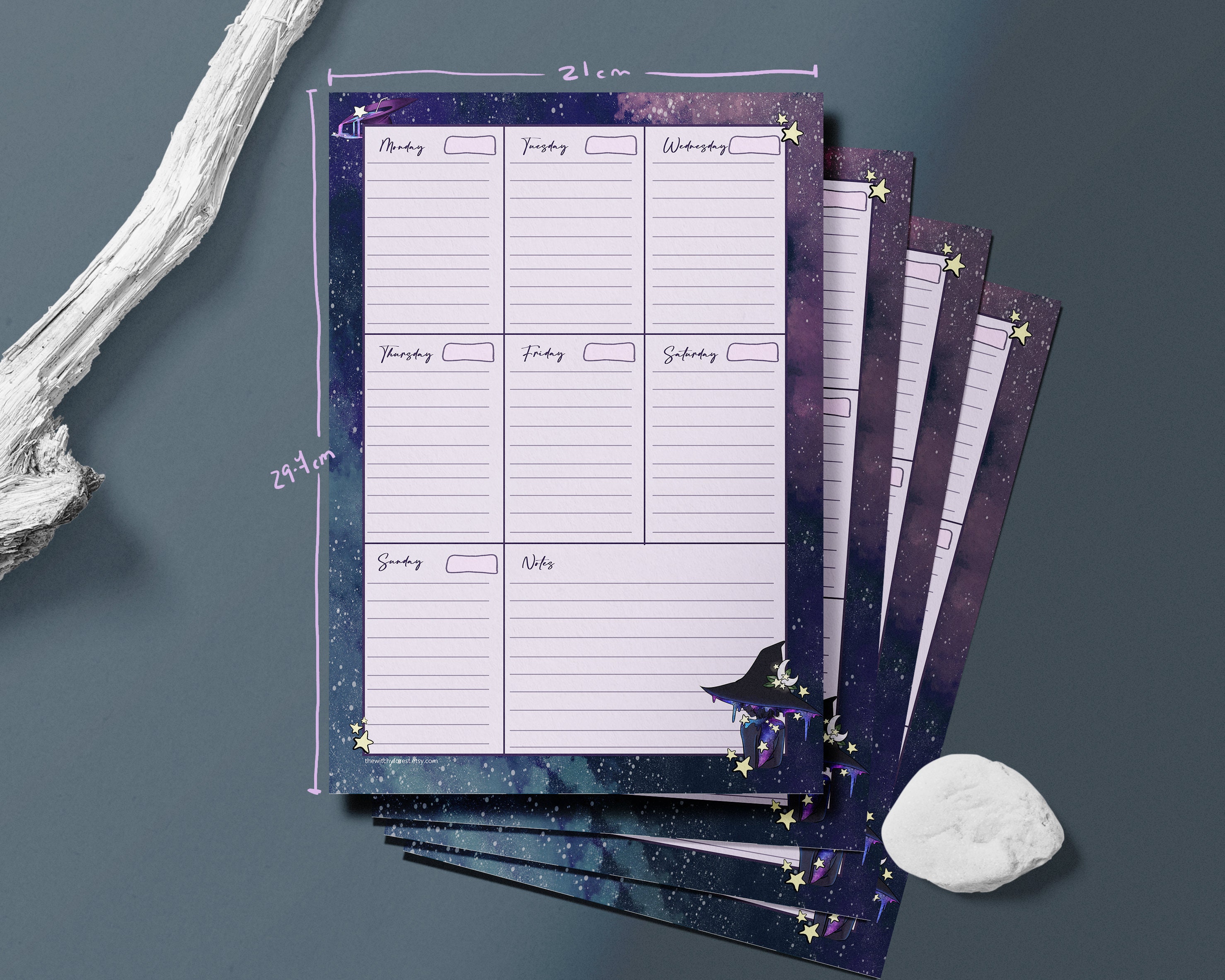 Galaxy Witch Weekly Planner Printable, 20 by 20cm, A4, A5, Downloadable ...