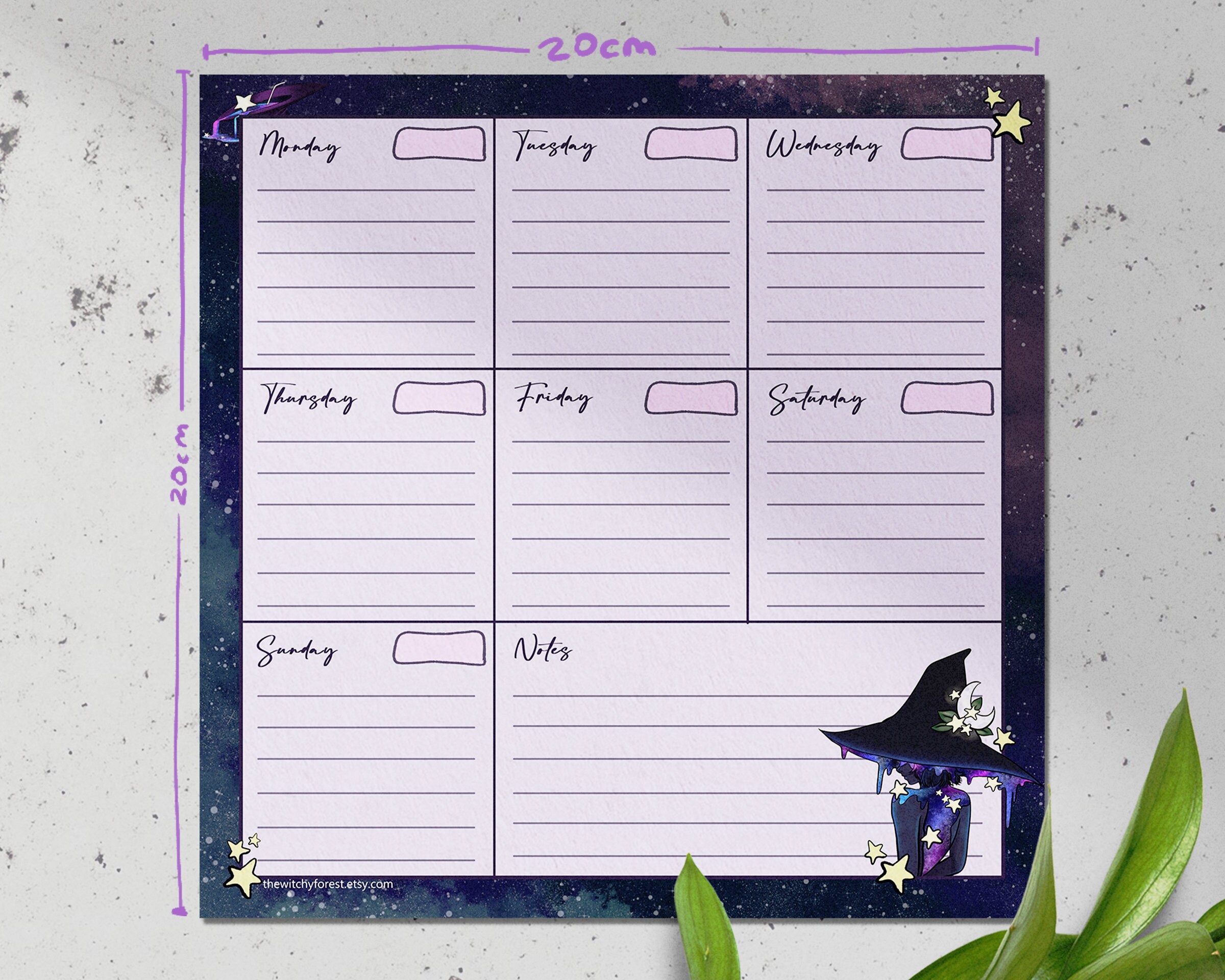 Galaxy Witch Weekly Planner Printable, 20 by 20cm, A4, A5, Downloadable ...