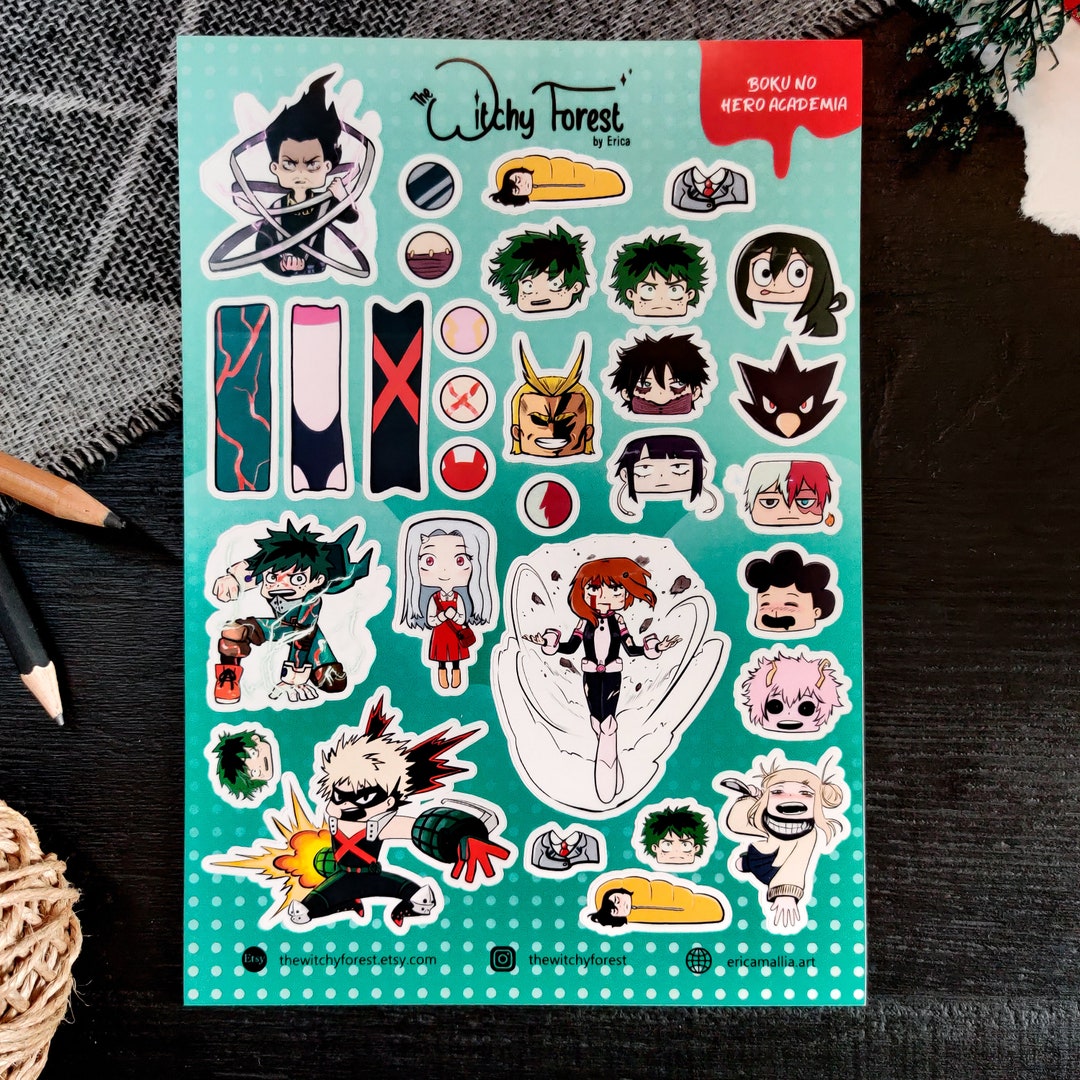 Boku No Hero Academia Sticker Sheets WATERPROOF | Superhero School ...