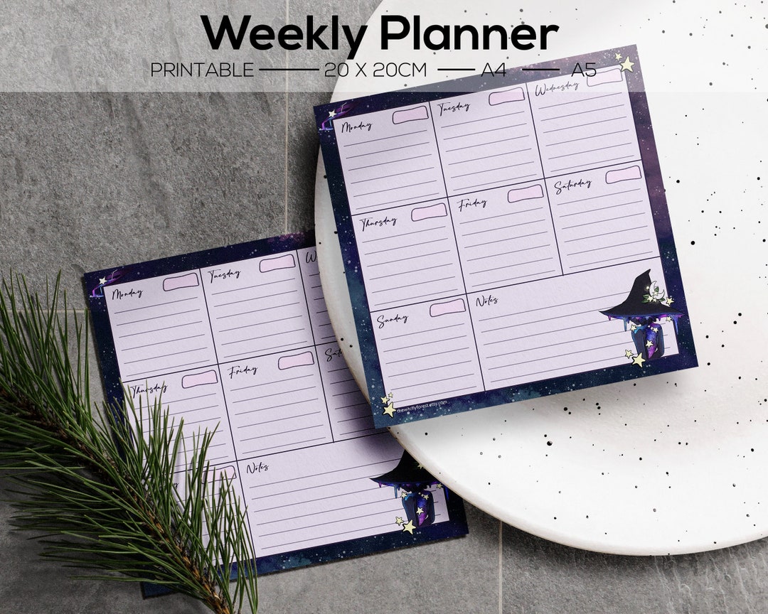 Galaxy Witch Weekly Planner Printable, 20 by 20cm, A4, A5, Downloadable ...