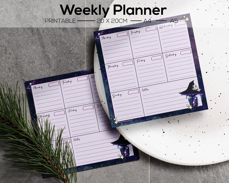 Galaxy Witch Weekly Planner Printable 20 by 20cm A4 A5 - Etsy