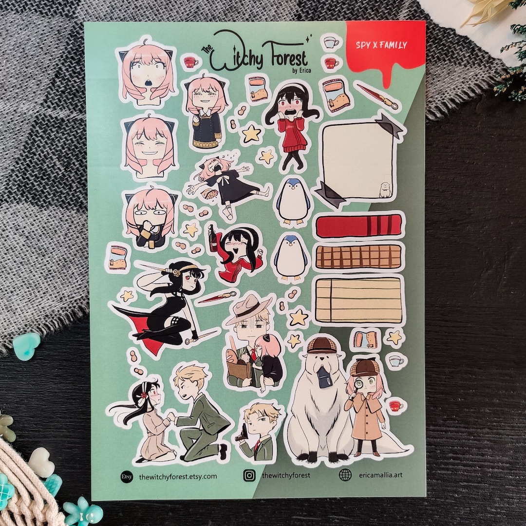 Spy X Family Sticker Sheets WATERPROOF Anya, Yor, Bond and Lloyd Forger ...