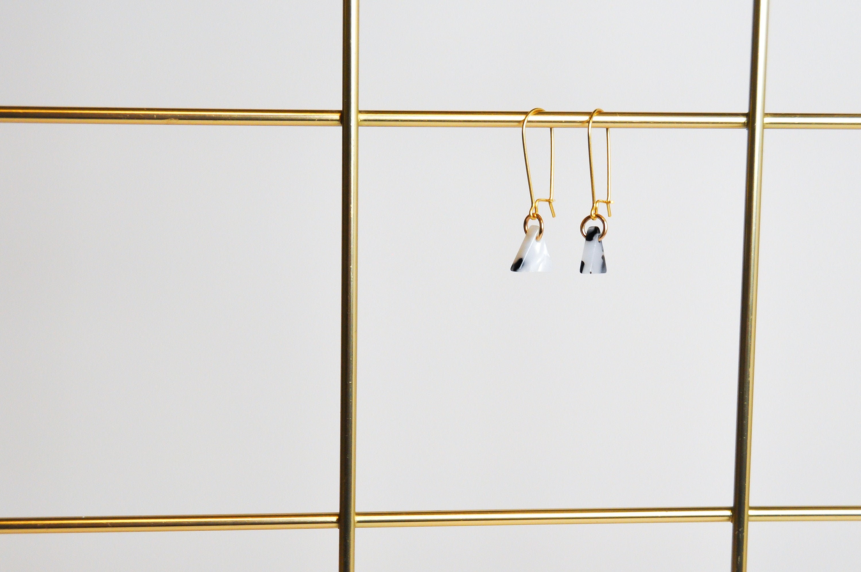 Cow Print Dangling Triangle Pendant 18k Gold Plated Earrings - Etsy