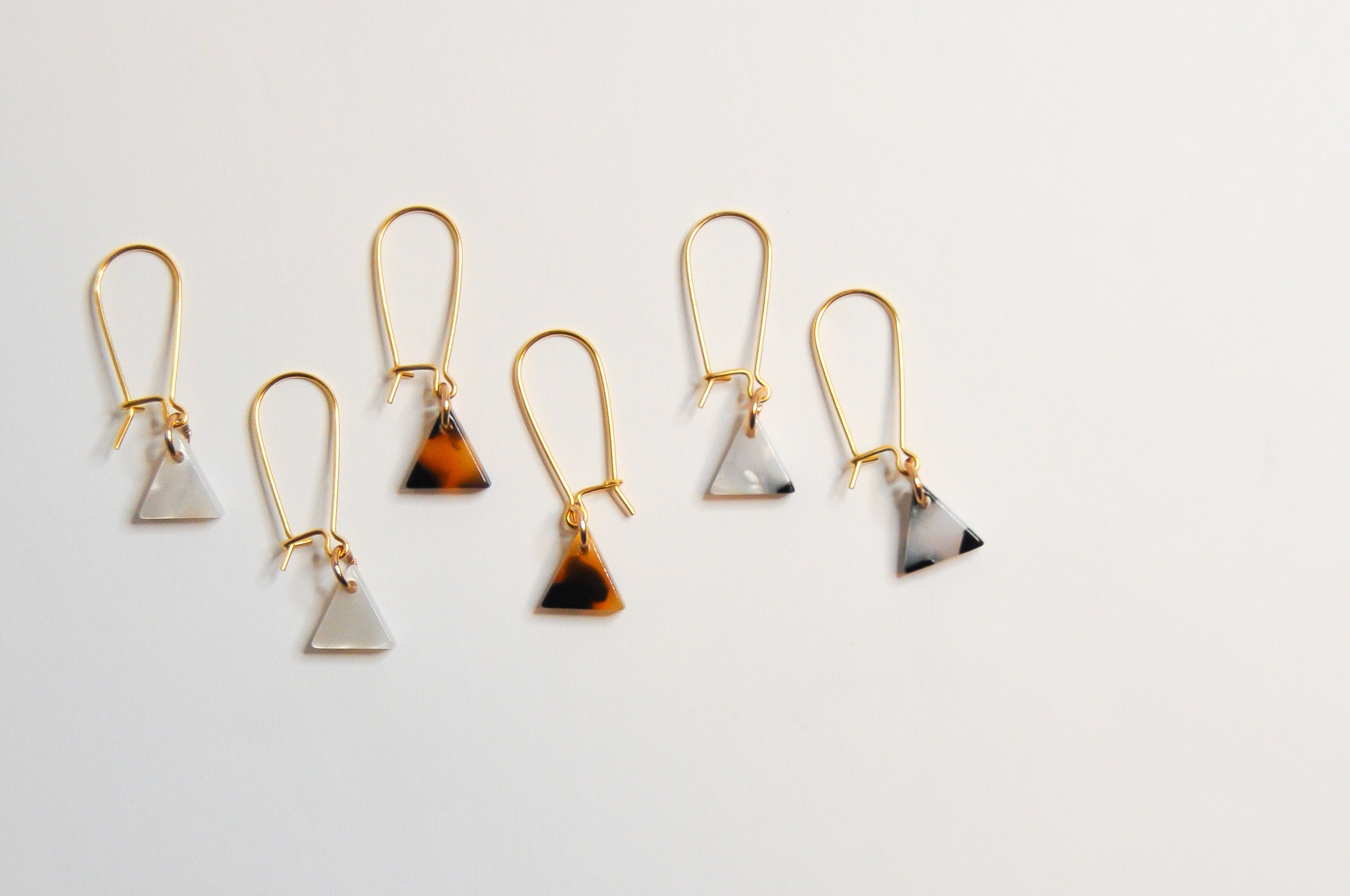 Cow Print Dangling Triangle Pendant 18k Gold Plated Earrings, Modern ...