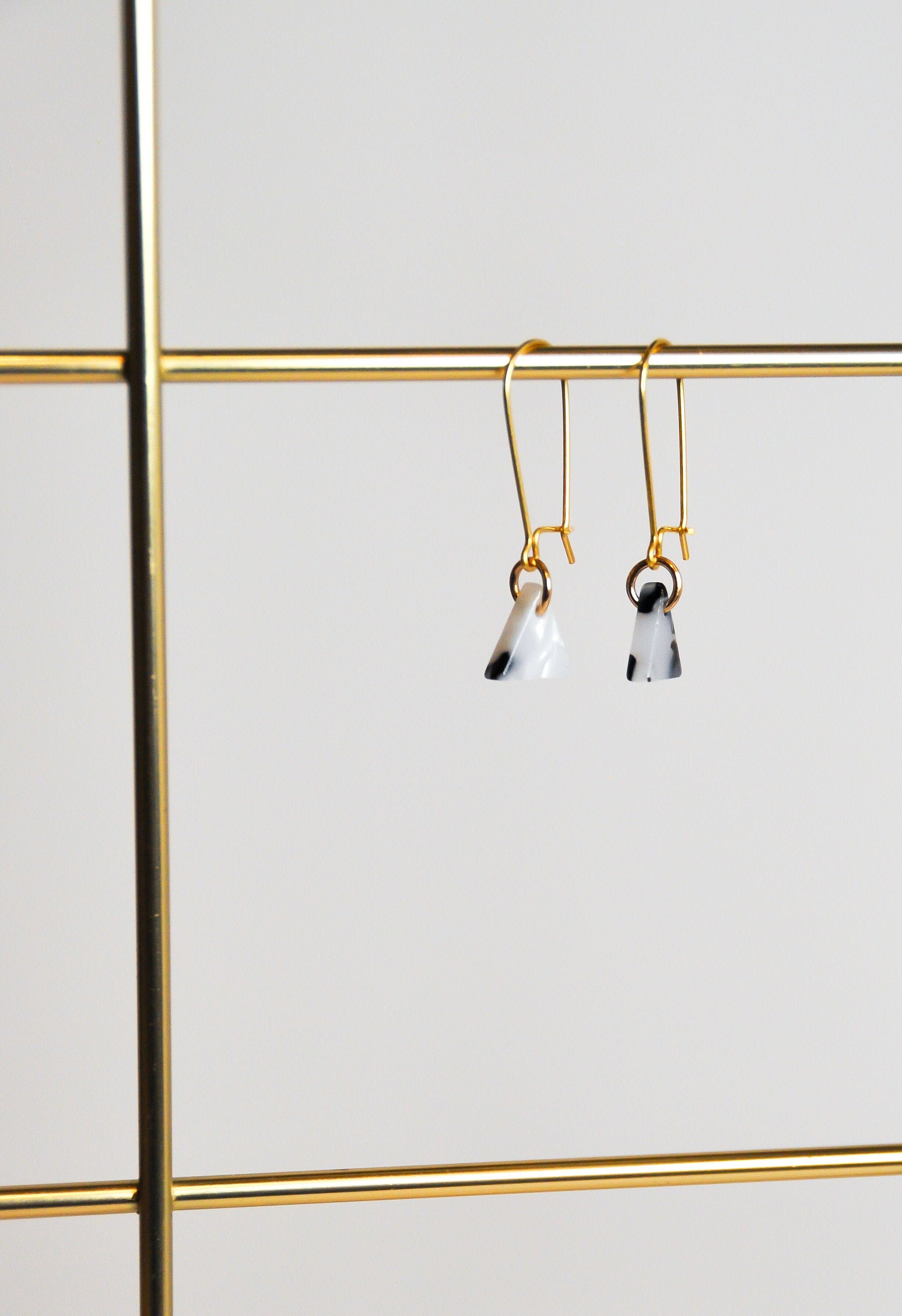 Cow Print Dangling Triangle Pendant 18k Gold Plated Earrings, Modern ...