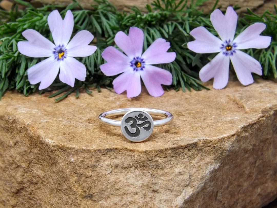 Sterling Silver Om Stacking Ring: Hand Stamped Spiritual Jewelry - Etsy