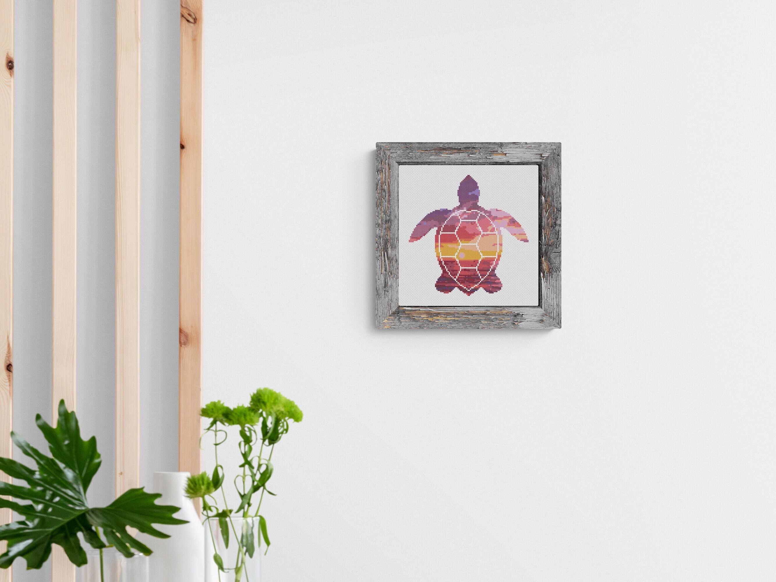 Cross Stitch Pattern, Sea Turtle Sunset, PDF, Tropical Wall Art ...