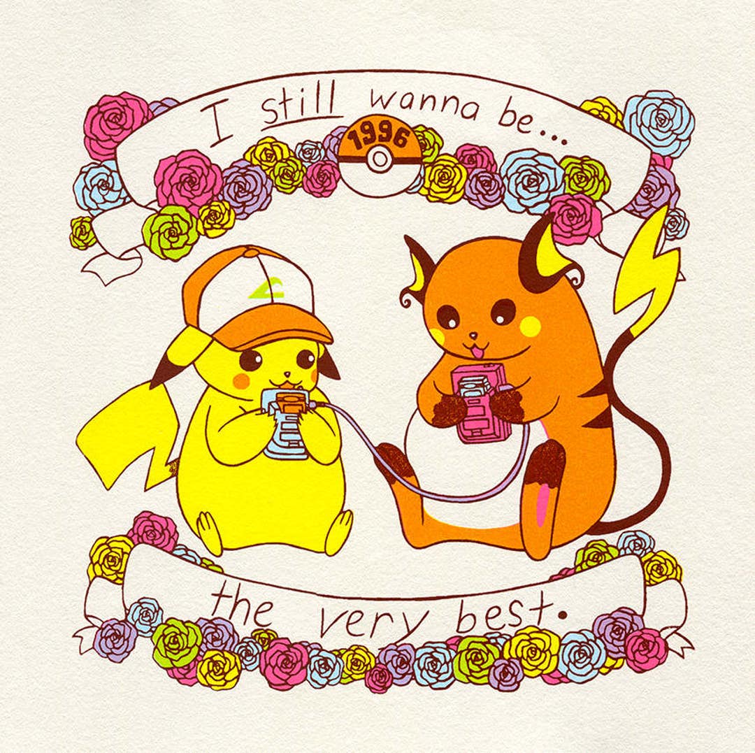 Pokemon Pikachu Raichu Silk Screen Print - Pokemon Poster, Game Room ...