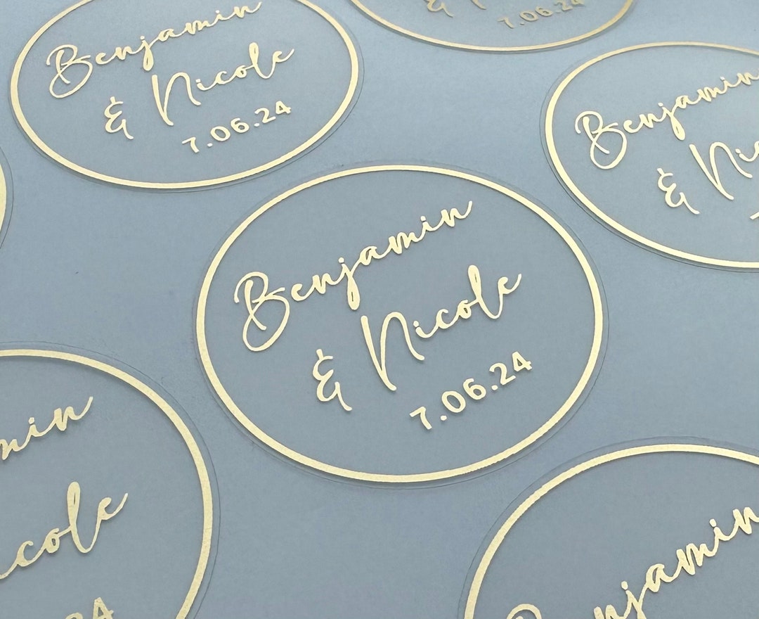 Clear Wedding Decals With Names- Envelope Backs - Wedding Stickers ...