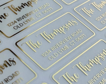 Clear Wedding Decals With Names Envelope Backs Wedding Stickers Gold ...