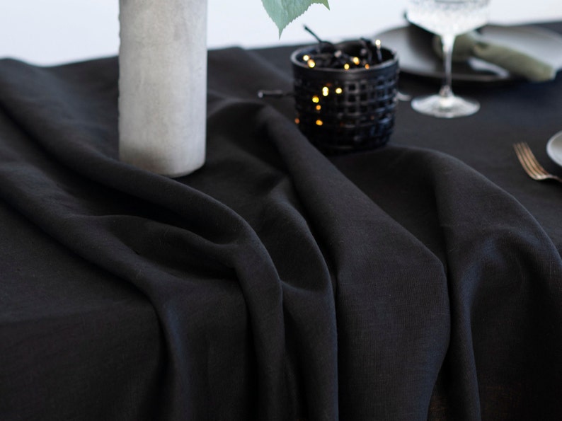 Linen TABLECLOTH in Black of 100 % Pure Flax Linen Custom | Etsy