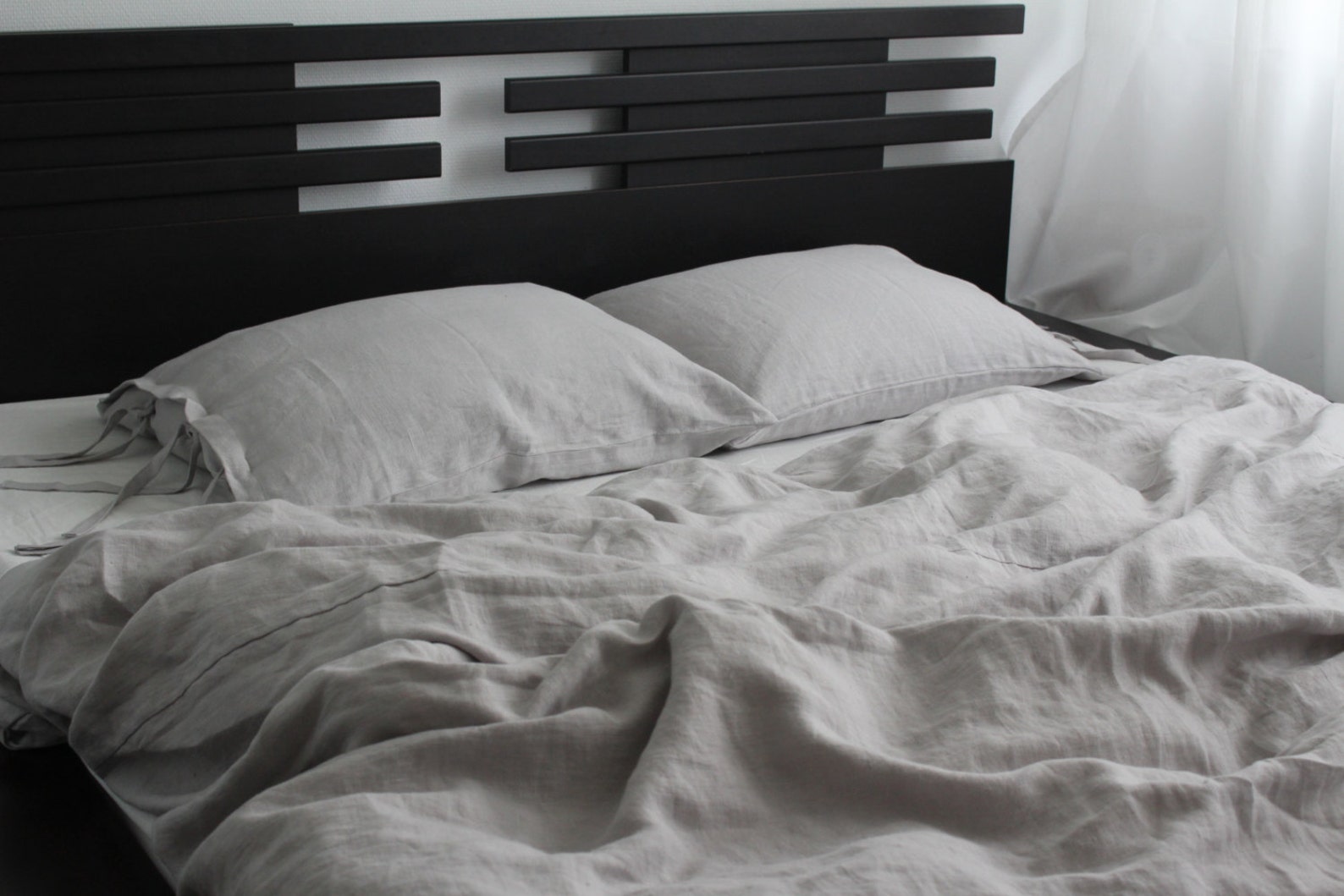 High Quality Light Grey Linen DUVET COVER SET, Linen Bedding, Single ...