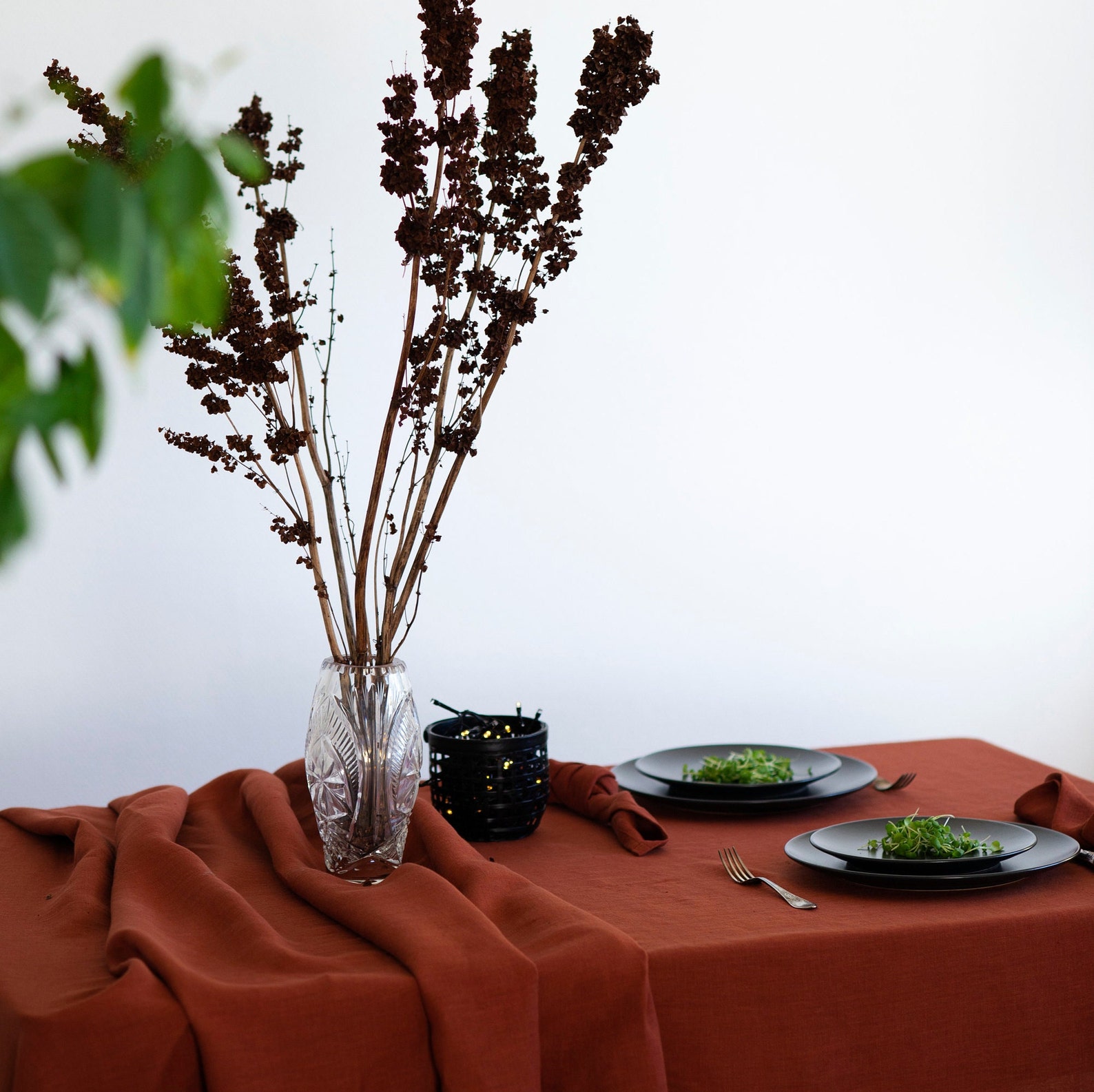 Linen TABLECLOTH in Cinnamon Brown of 100 % Softened Linen, Custom ...