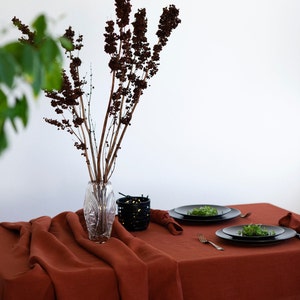Linen TABLECLOTH in Cinnamon Brown of 100 % Softened Linen, Custom ...