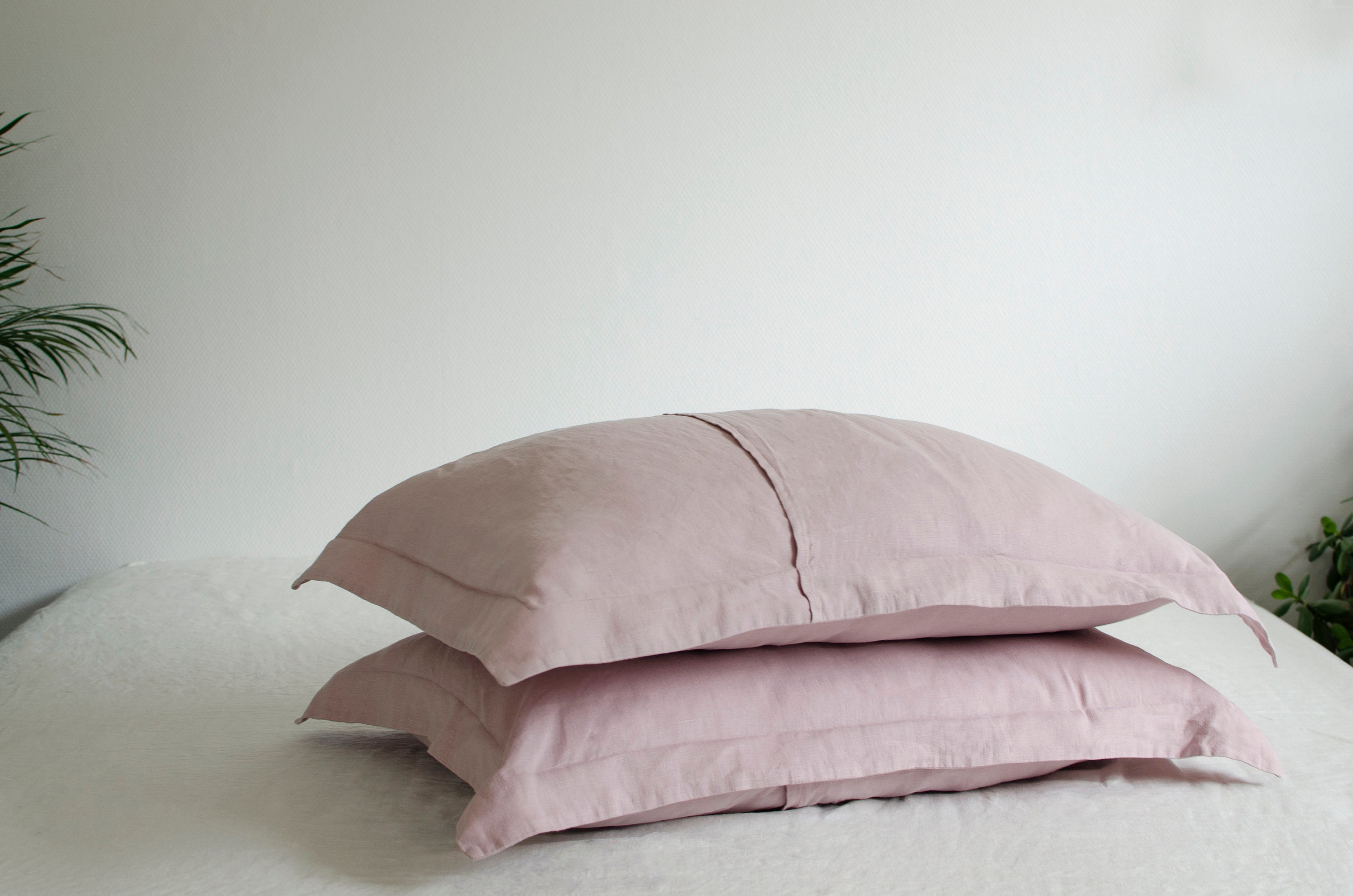 Two PINK oxford style PILLOWCASES of 100% pure very SOFT linen | Etsy