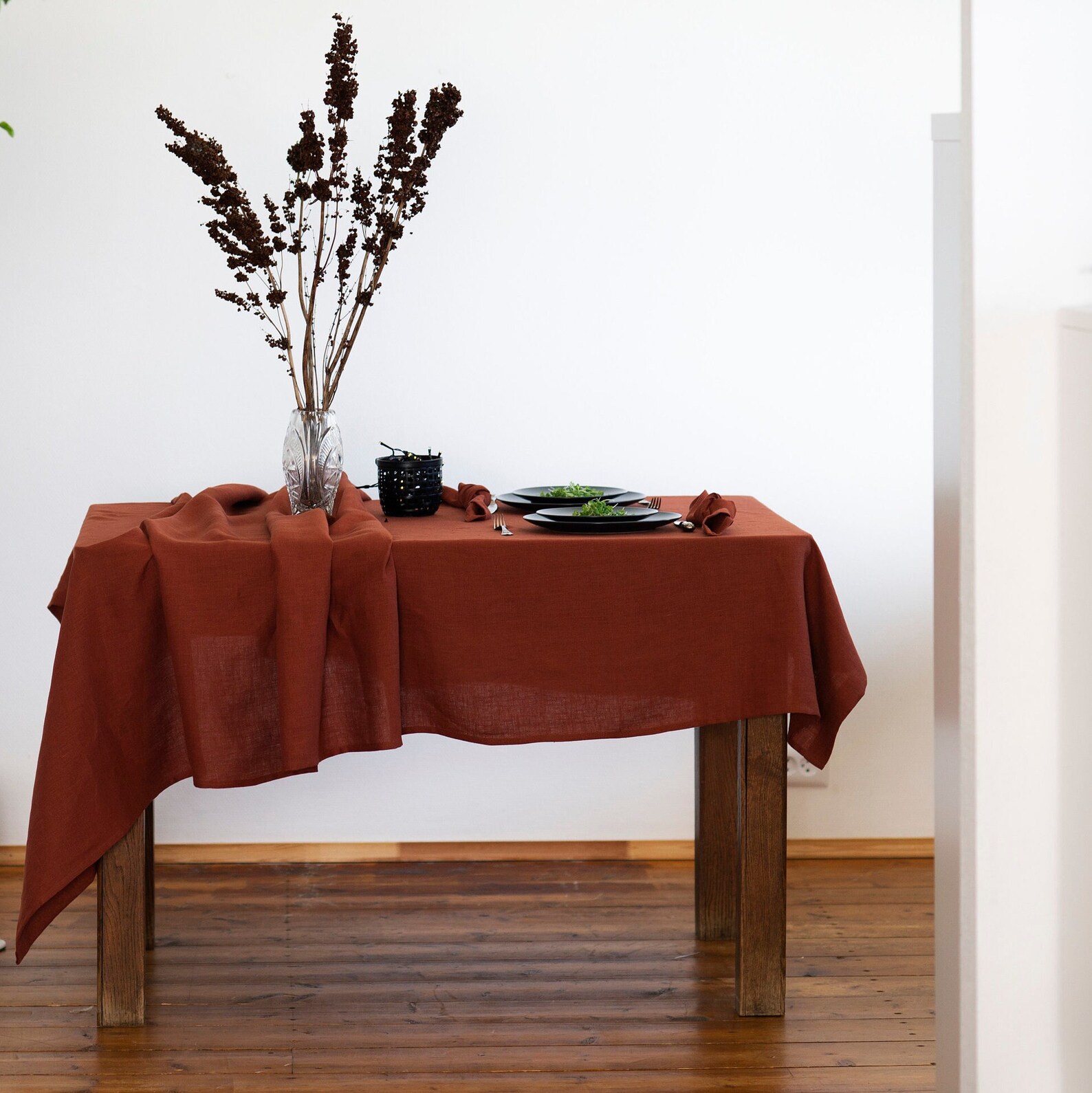 Linen TABLECLOTH in Cinnamon Brown of 100 % Softened Linen, Custom ...